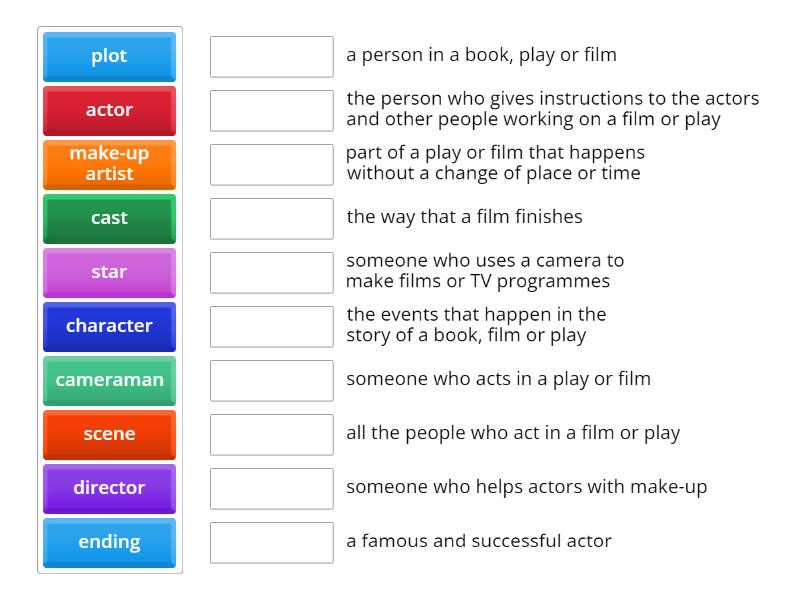 film vocabulary - Match up