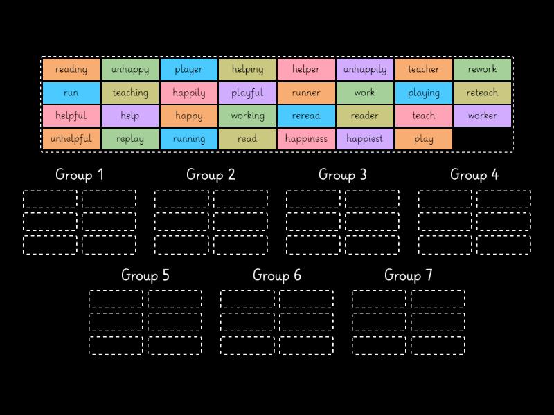 York International 2nd grade Base Word and Prefix/Suffix sort - Group sort