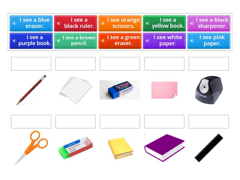 U2 - Colours and school objects - Match up