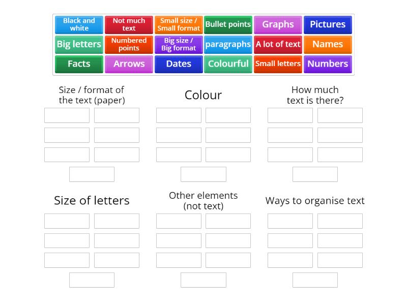 Features of texts - Group sort