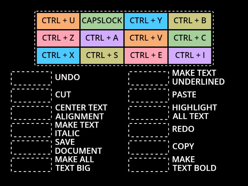 KEYBOARD SHORTCUTS - Match up