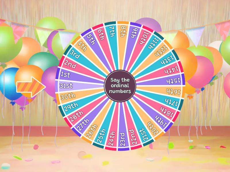 Ordinal Numbers - Spin the wheel