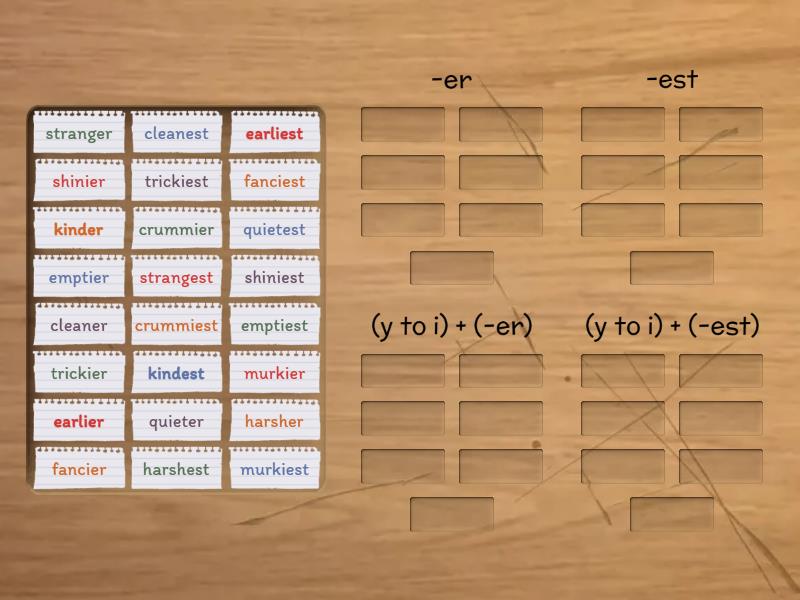 DR SORT 1 Comparative Suffixes (-er, est) - Group sort