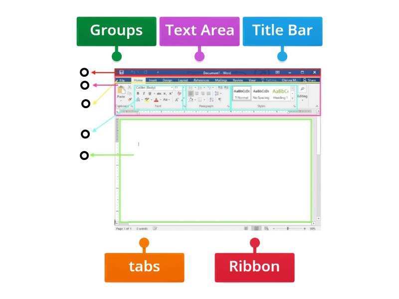 Parts of Microsoft Word - Labelled diagram