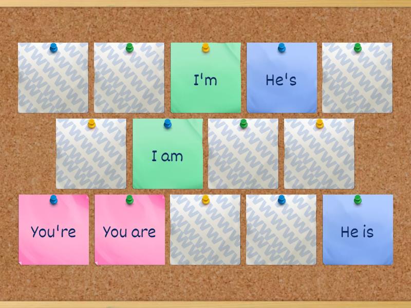Verb TO BE (contractions) - Matching pairs