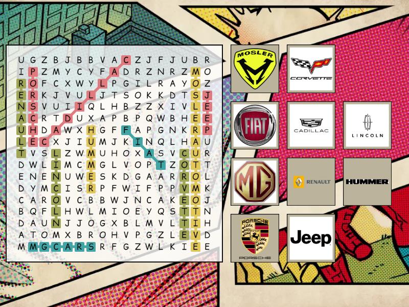Logo Quiz Level 4 (Cars edition) - Sopa de letras