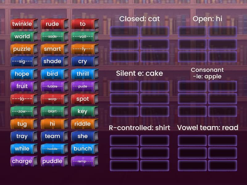 6 Syllable Type Sort (with real and ---nonsense--- words) - Group sort