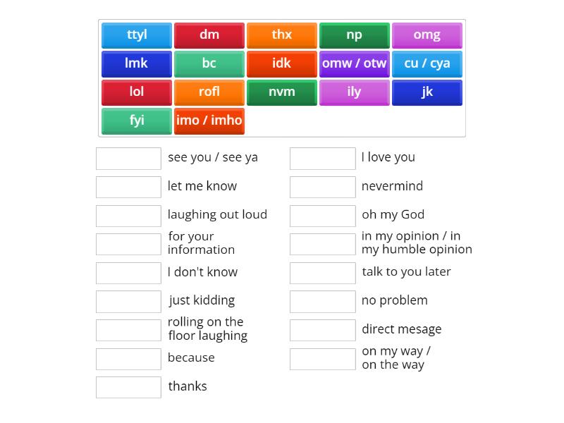 Abbreviations - Match up