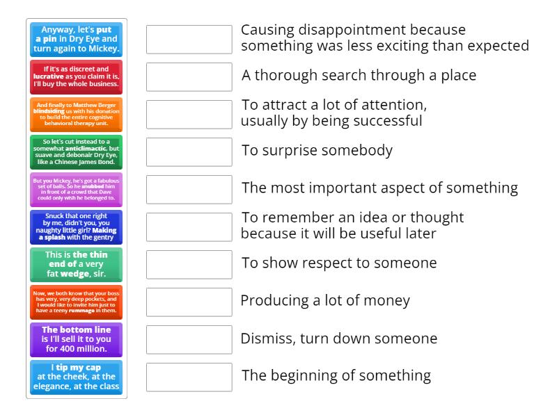 The Gentlemen I Vocabulary - Match up