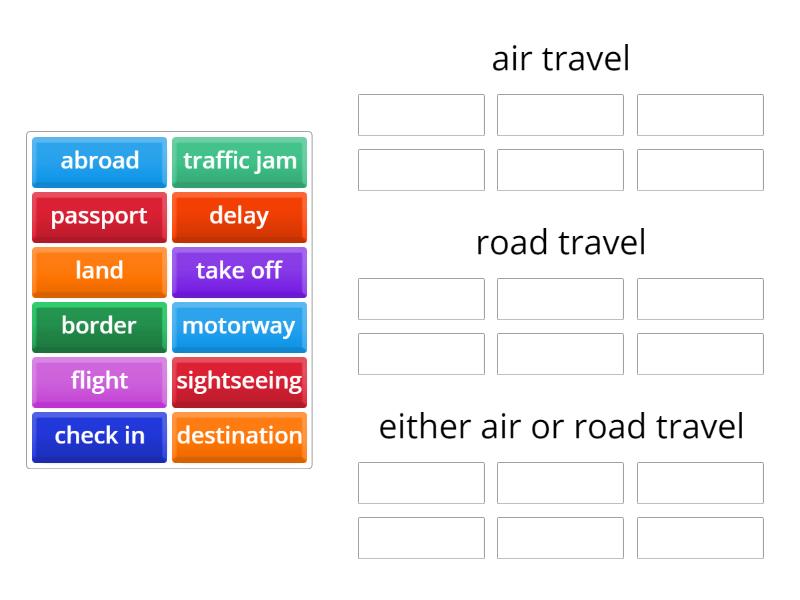 GE B1 Unit 7 - travel vocab - Group sort