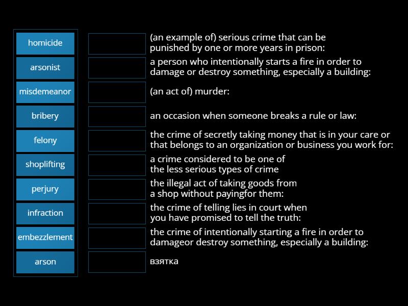 CRIME VOCABULARY | Words & phrases you need to know 1 - Match up