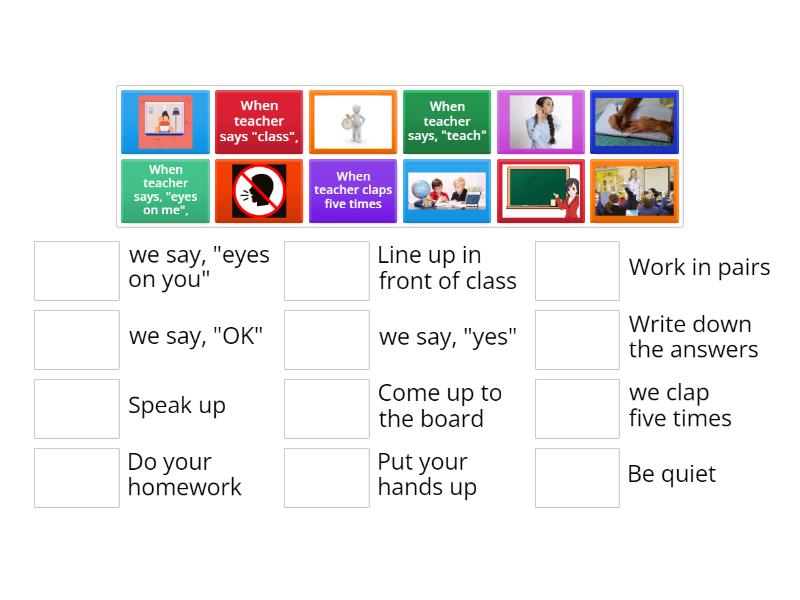 Classroom Language - Match up