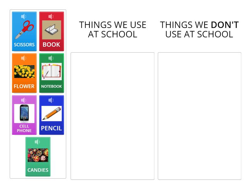 THINGS WE USE AT SCHOOL - Categorize