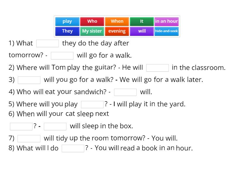 Future Simple WH-questions - Complete the sentence
