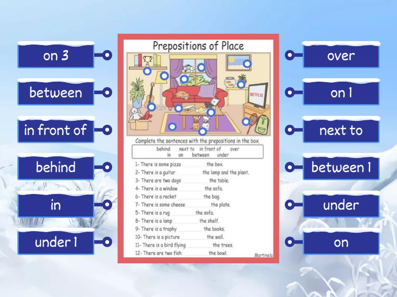 Unit 2: My favourite things - preposition of place 1 - Labelled diagram