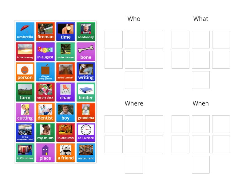 WH Questions - Sort them out! - Group sort