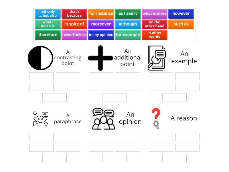 5C Linking words (Groups) - Ordenar por grupo
