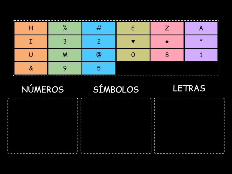 NÚMEROS, SÍMBOLOS E LETRAS - Group sort