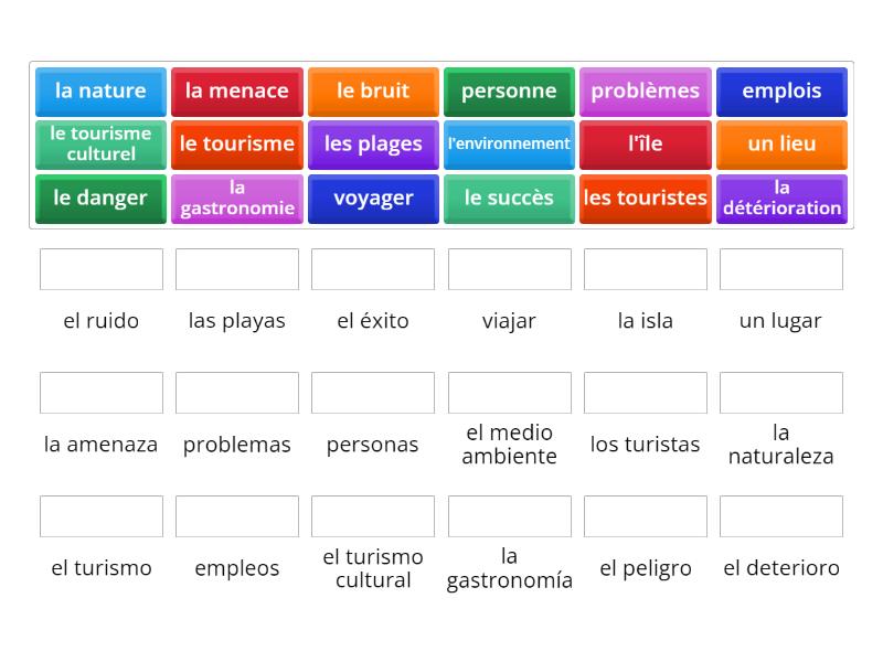 vocabulario sobre el turismo 2 - Match up