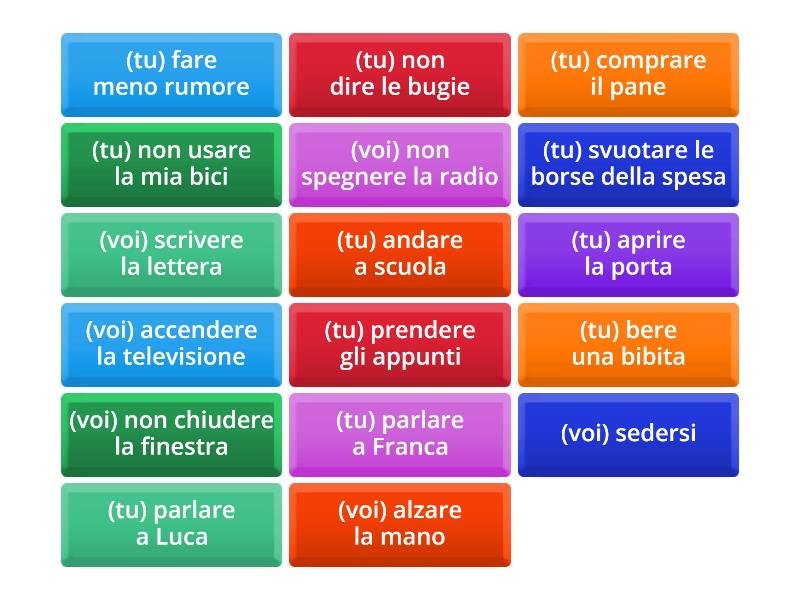 A2 - Imperativo tu/voi con pronomi - Flip tiles