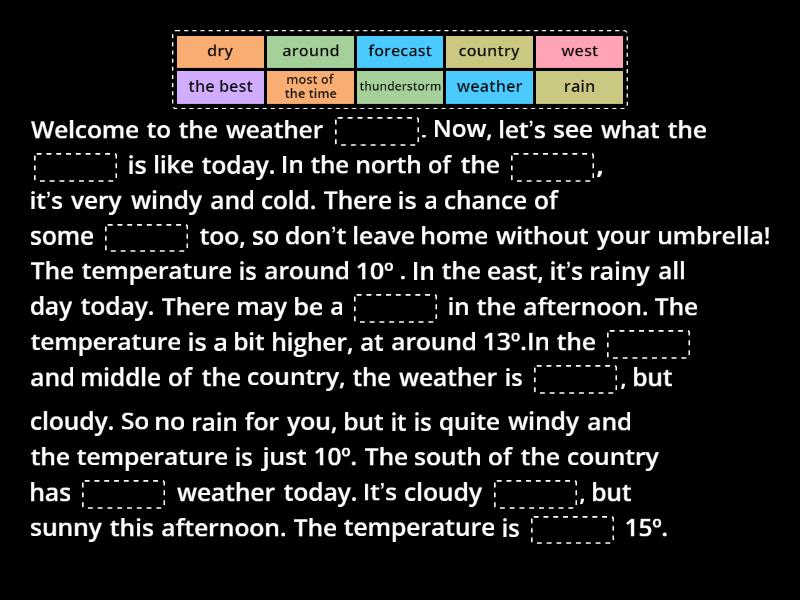 Weather forecast - Complete the sentence