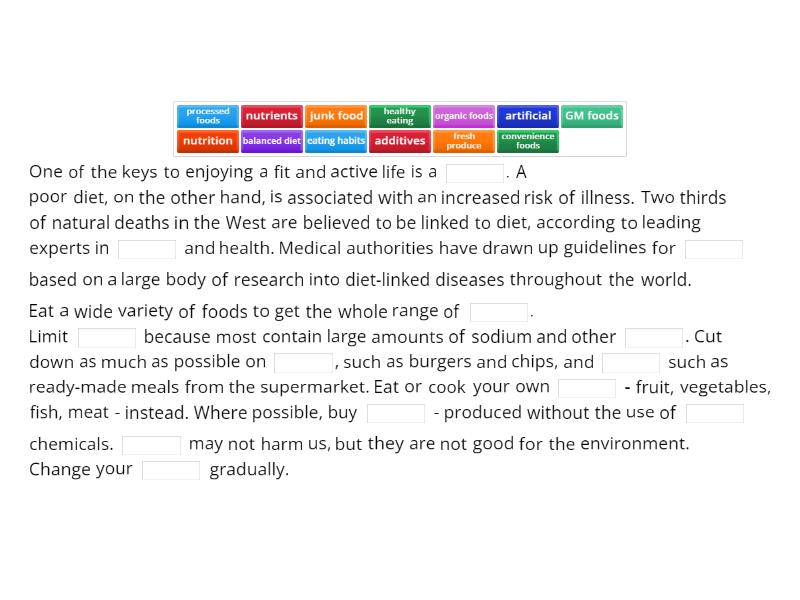 Healthy eating habits - Complete the sentence