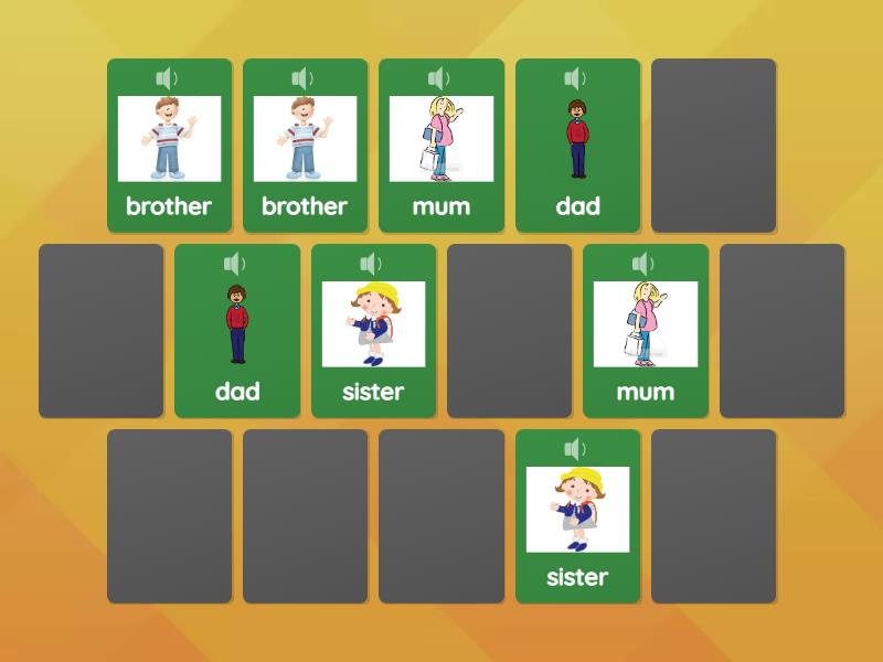 family members preschool - Matching pairs