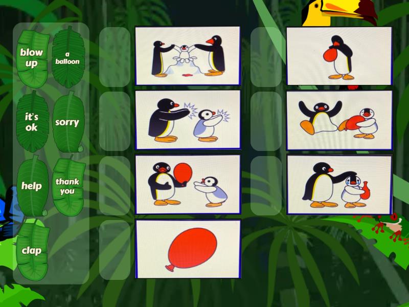 Preschool Pingu polite expressions - Une las parejas
