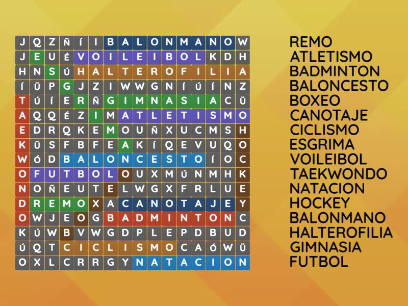 Deportes - Sopa de letras