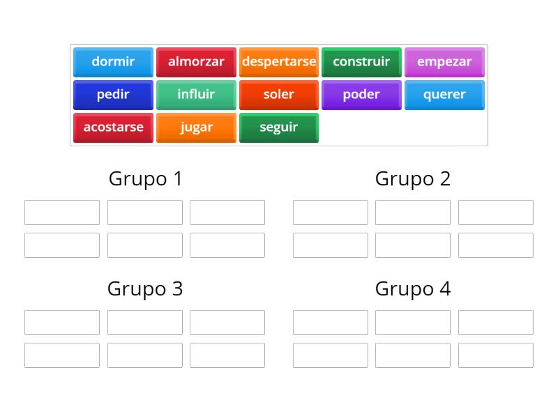 grupo 1,2,3,4 de verbos - Group sort