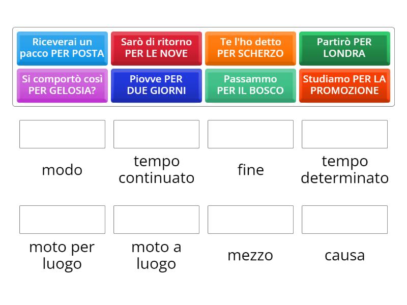 COMPLEMENTI CON PER - Match up