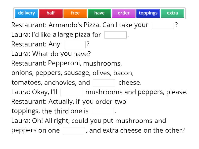 Dialogue restaurant - Complete the sentence