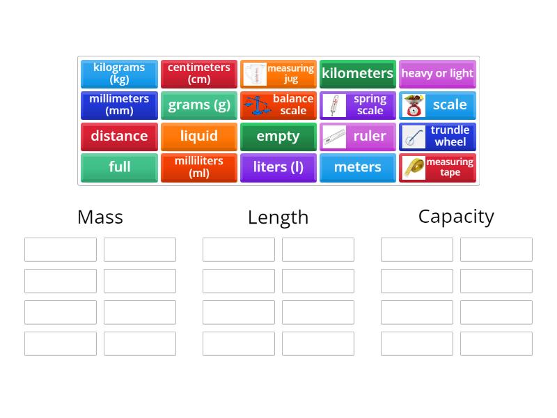 Mass, Length or Capacity? - Group sort