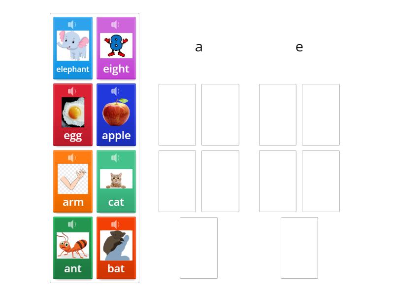 Vowels A and E - Group sort