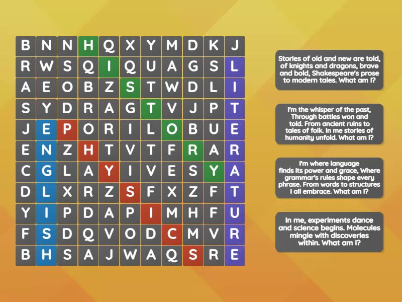 Riddles school subjects - Wordsearch