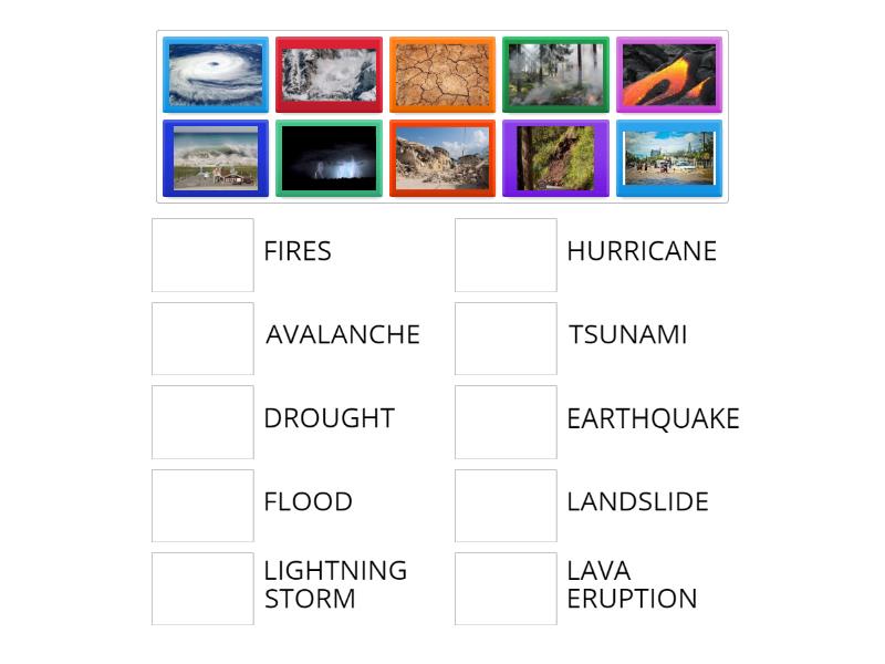 NATURAL DISASTERS - Match up