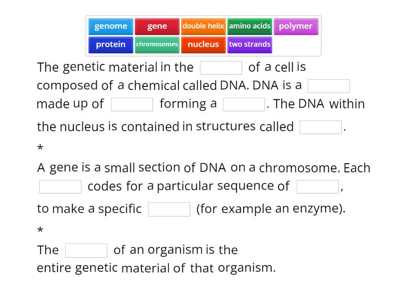 4.6.1.3 DNA and the genome AQA - Complete the sentence