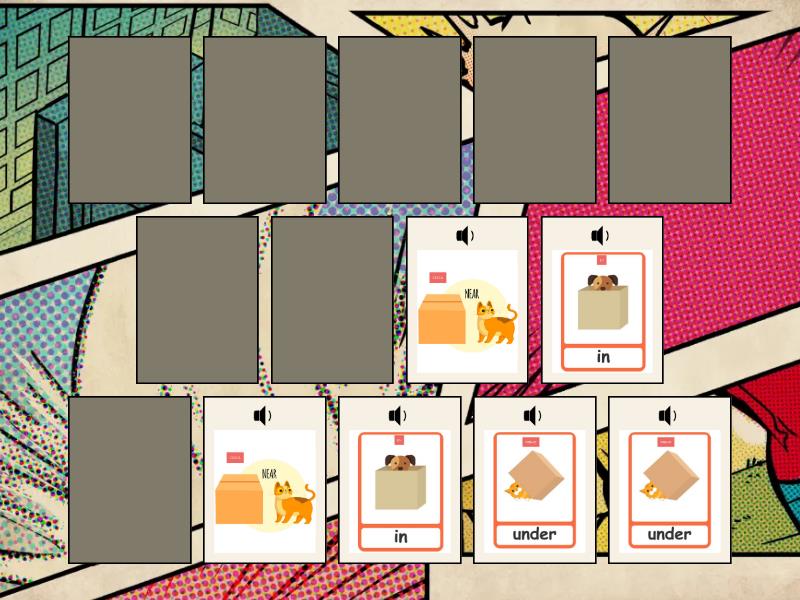 MEMORY GAME PREPOSITIONS OF PLACE - Matching pairs