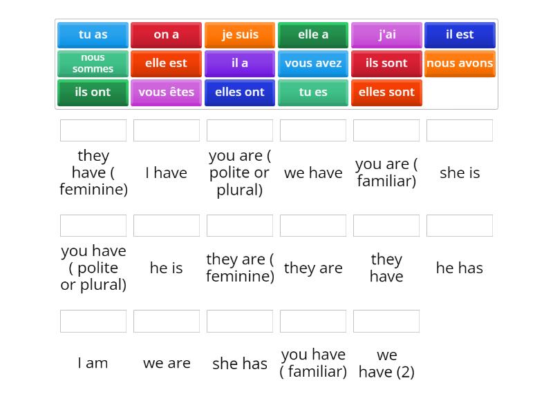 Etre and avoir - Match up