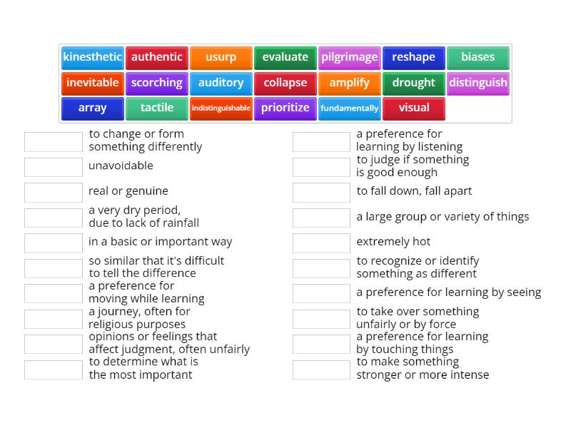 Matching Activity: - Match up