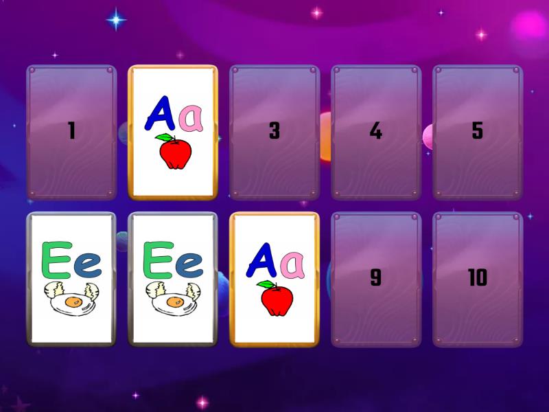 Memory game with vowels - Matching pairs