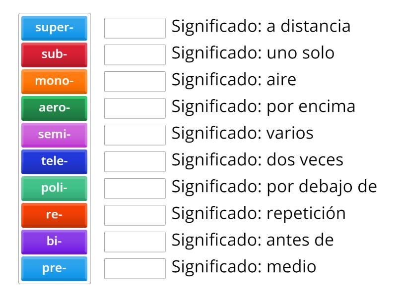 LOS PREFIJOS - Match up