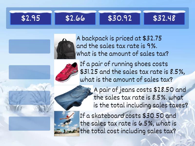 Sales taxes - Match up