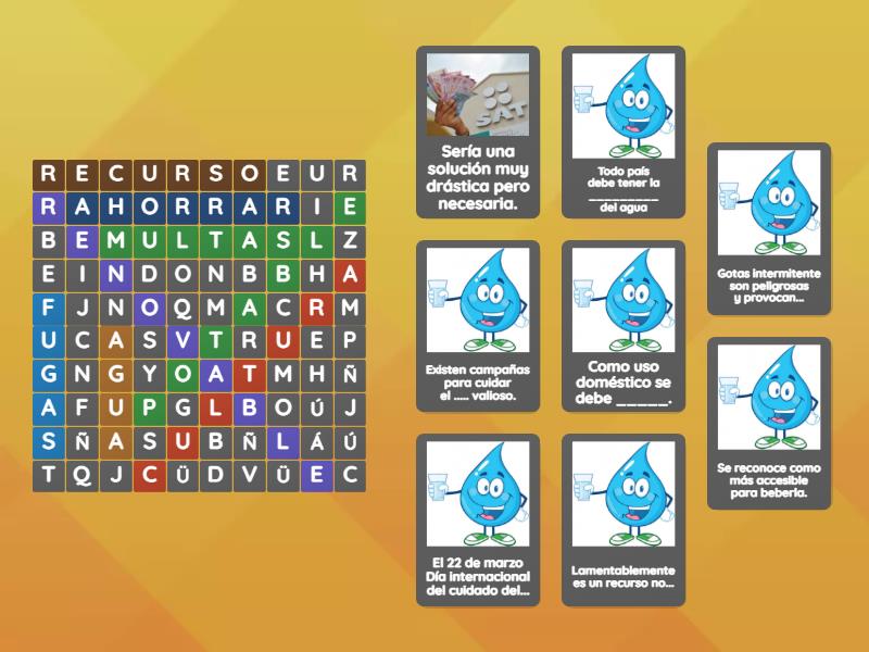 9B. cuidado del agua - Sopa de letras