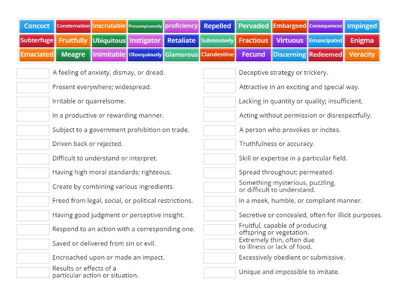 8A NGRT FORM C - Match the meanings-1 - Match up
