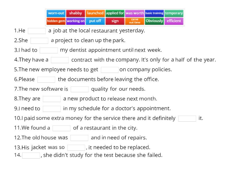 Revision/ Olga/ Collocations WORK - Missing word