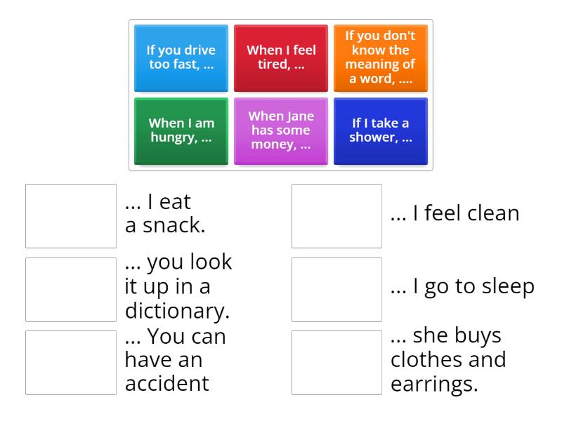 Practice Zero conditional - Match up