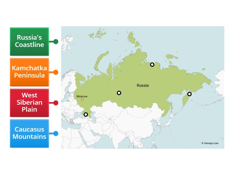 Physical landscape of Russia - Labelled diagram