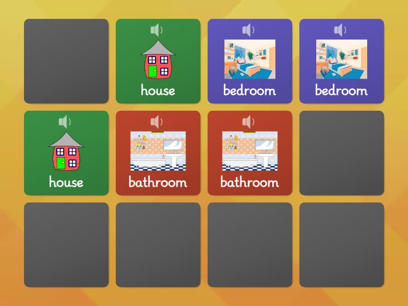 Rooms in the house Matching game - Matching pairs