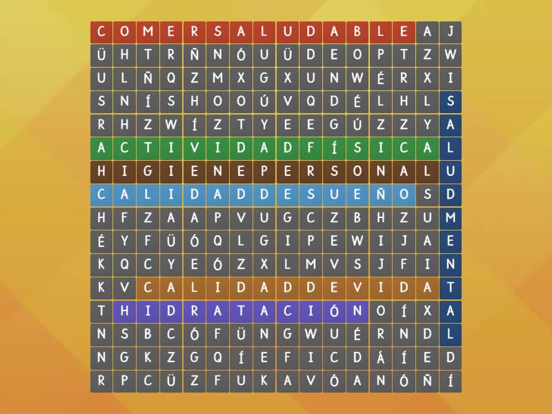 Vida Activa y Saludable- Salud - Sopa de letras